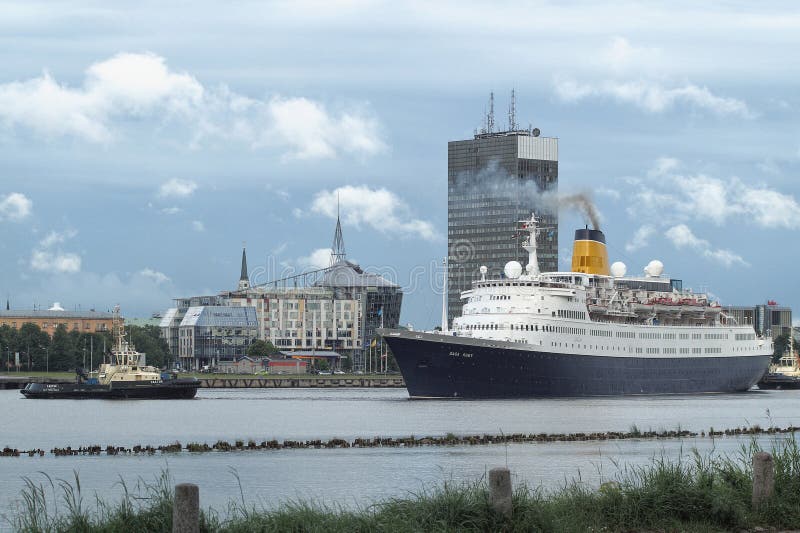 Cruise Ship in Marine Port of Riga, Latvia Editorial Photo - Image of ...