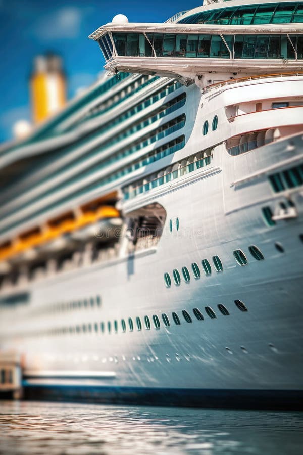 A Cruise Ship Moored at a Dock with a Clear Blue Sky in the Background ...