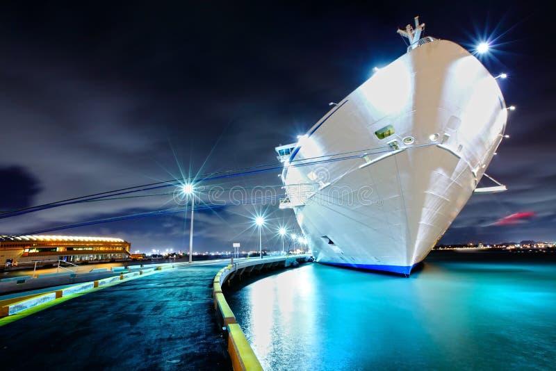 Cruise ship at night stock photo. Image of turquoise - 23806308