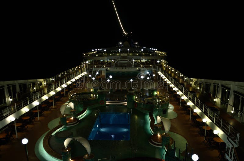 Cruise Ship at Night with Lighting Stock Image - Image of power, cruise ...
