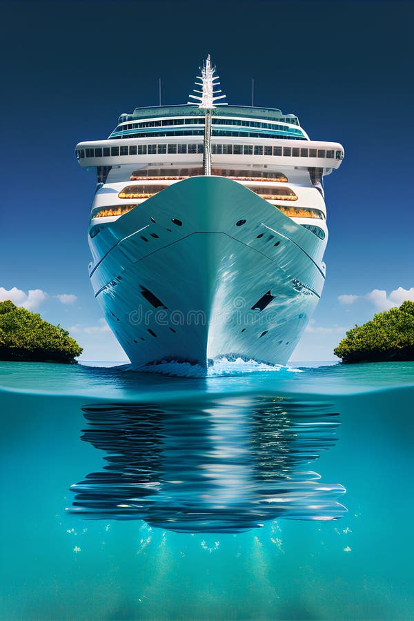 Cruise Ship in the Sea, Top View. 3d Rendering Stock Image - Image of ...