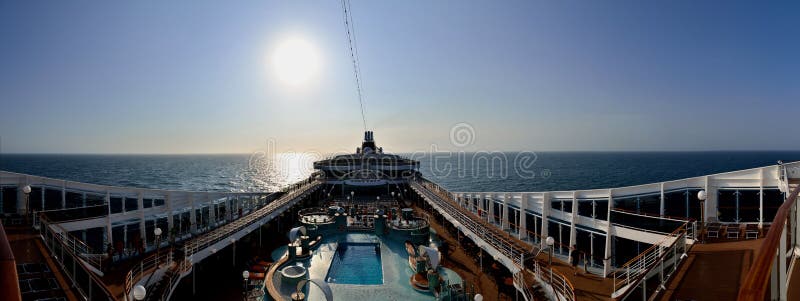 Cruise Ship with Open Deck Panorama Stock Photo - Image of machine ...