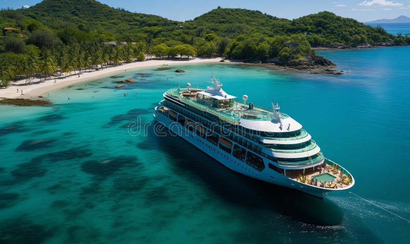 Cruise Ship in Open Ocean stock photo. Image of getaway - 315621762