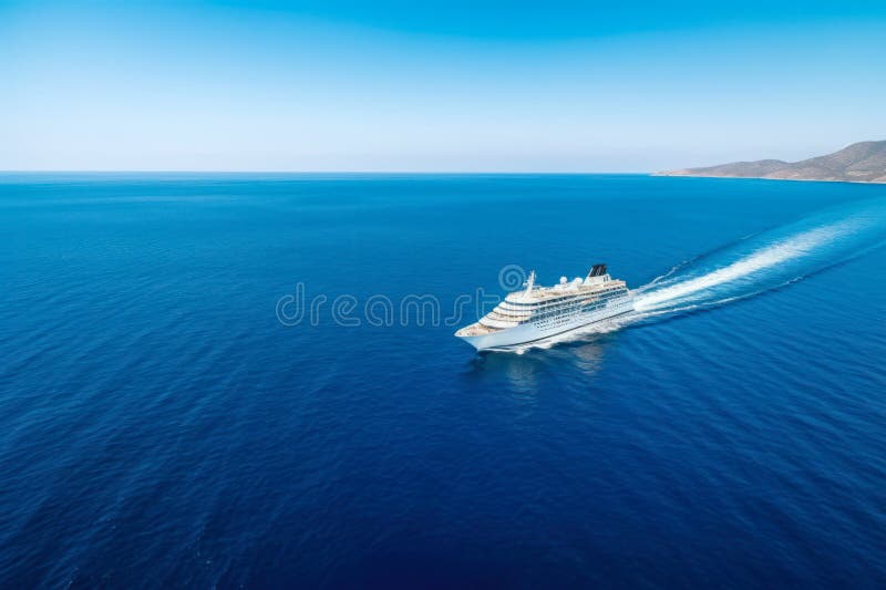 Cruise Ship in the Open Ocean Top View Sea Trip Generative Ai Stock ...
