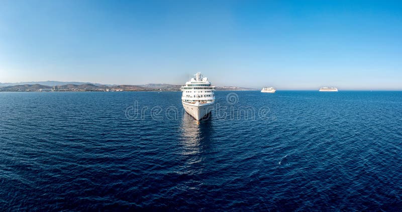 Cruise Ship in Open Water, Aerial Front View Stock Image - Image of ...