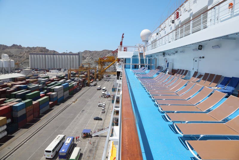 Cruise Ship in Port in Right Side of Image Stock Image - Image of ...