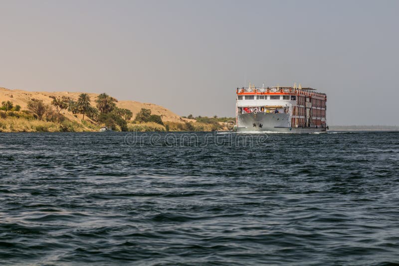 Cruise Ship on the River Nile, Egy Stock Image - Image of coast, shore ...