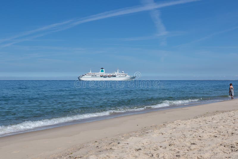 Cruise Ship Running in Harbour Stock Photo - Image of stack, house ...