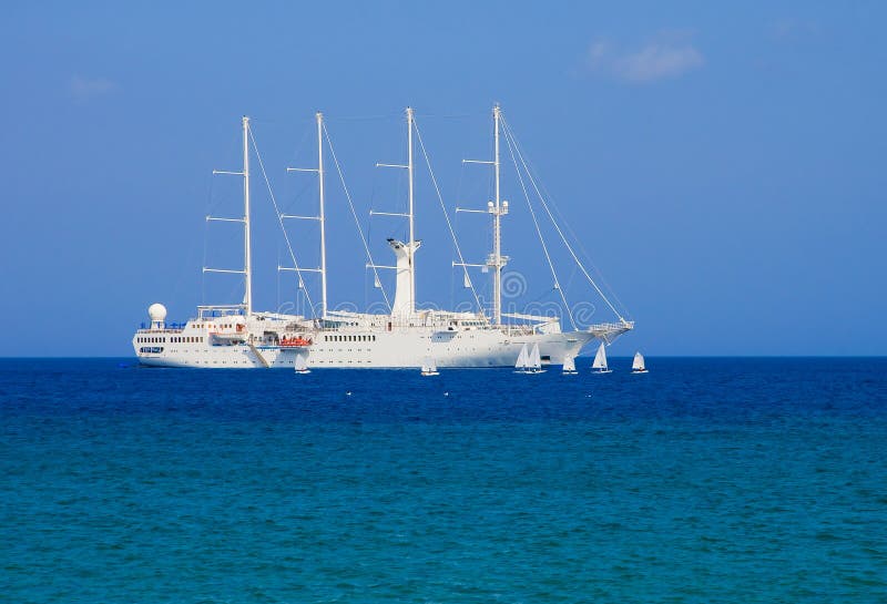 Cruise Ship and Sailing Small Boats Stock Photo - Image of regatta ...