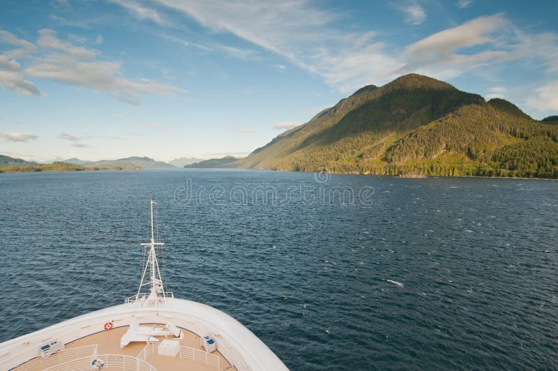 Cruise Ship Sailing Towards Mountain Stock Image - Image of sail ...
