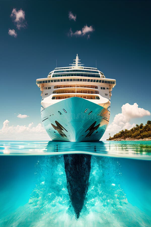 Cruise Ship in the Sea, Top View. 3d Rendering Stock Image - Image of ...