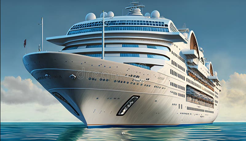 Cruise Ship in the Sea, Top View. 3d Rendering Stock Image - Image of ...