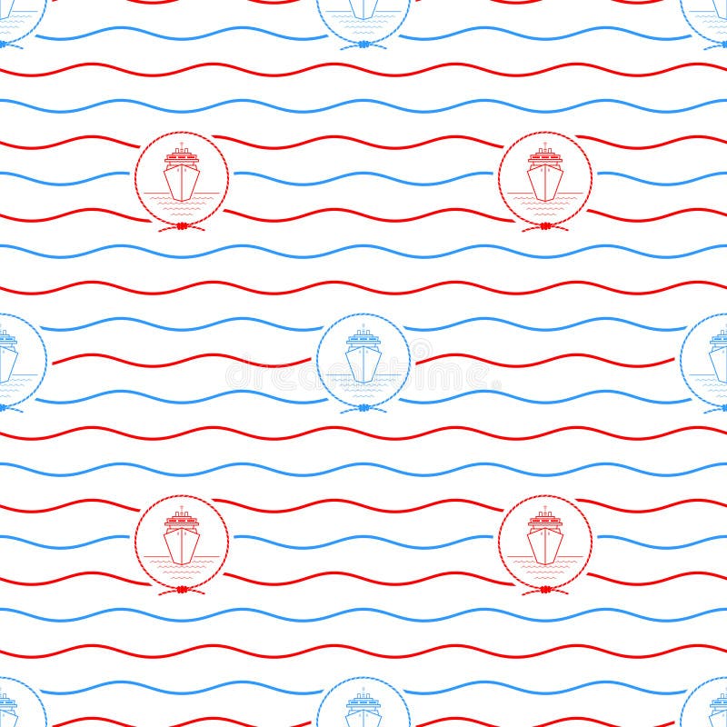Cruise Ship, Seamless Pattern Stock Vector - Illustration of background ...
