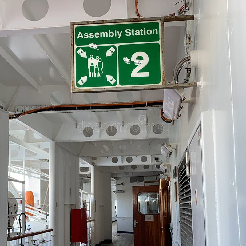 A Cruise Ship Sign Designating Where the Assembly Station Editorial ...