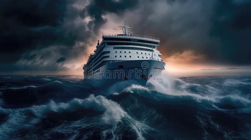 Cruise Ship in a Storm Ocean. Generative AI Stock Photo - Image of ...