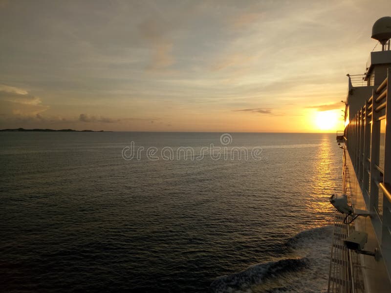 Cruise ship sun set stock image. Image of waterway, sailing - 81440653