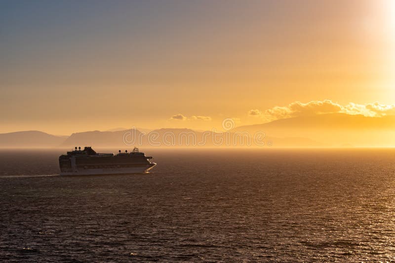 Cruise ship at sunset stock image. Image of island, relax - 260968545