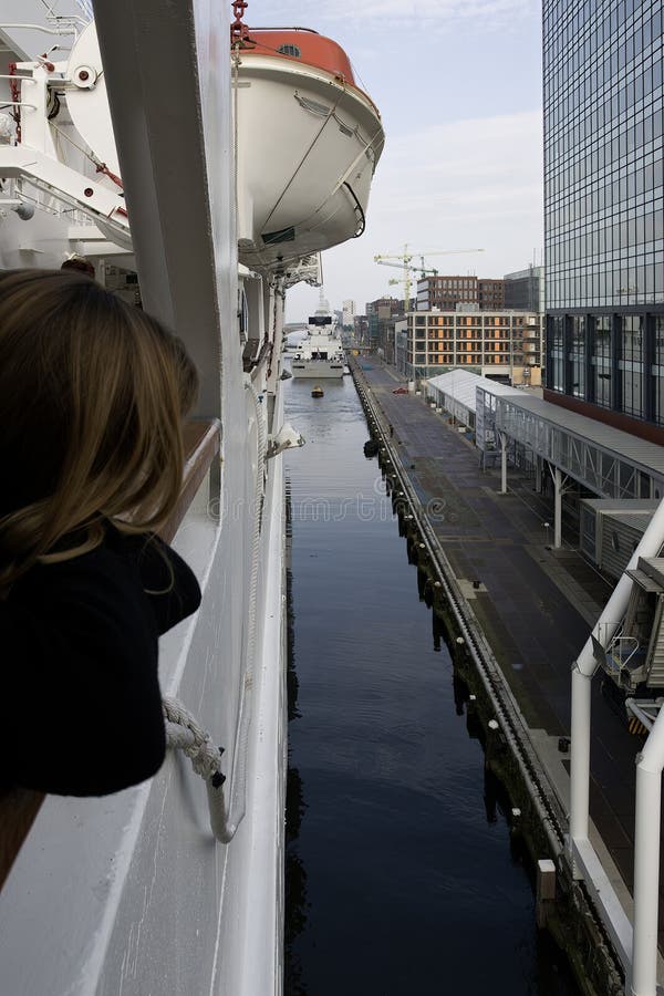 Cruise Ship Unmooring from Amsterdam Stock Photo - Image of front, ship ...