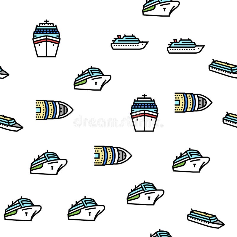 Cruise Ship Vacation Enjoyment Vector Seamless Pattern Stock Vector ...