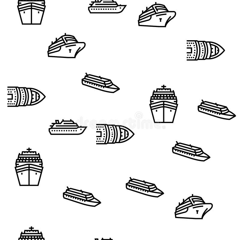 Cruise Ship Vacation Enjoyment Vector Seamless Pattern Stock Vector ...