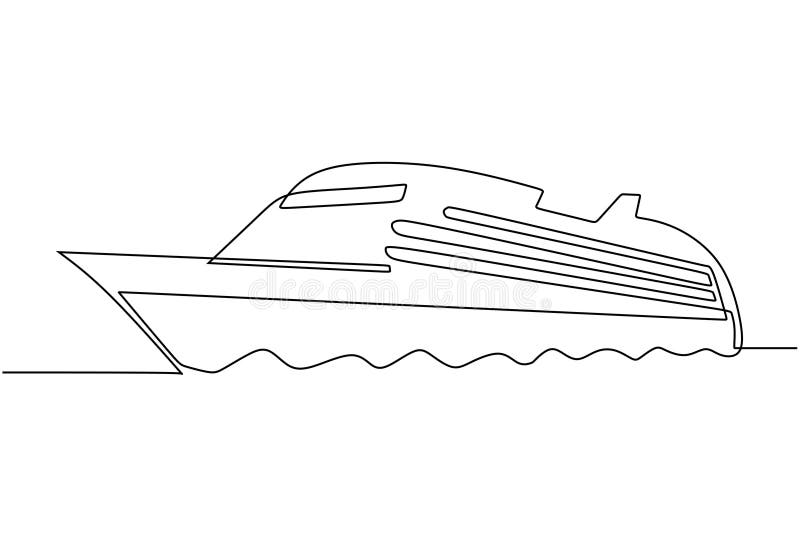 Cruise Ship Vector. One Line Art Drawing Stock Vector - Illustration of ...