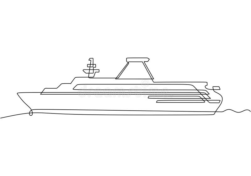 Cruise Ship Vector. One Line Art Drawing Stock Vector - Illustration of ...