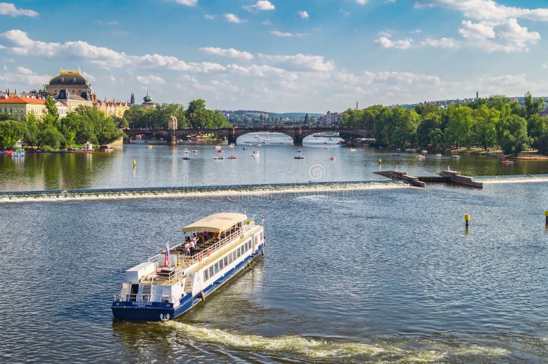 Cruise Ship on the Vltava River. Prague, Czech Republic. Editorial ...