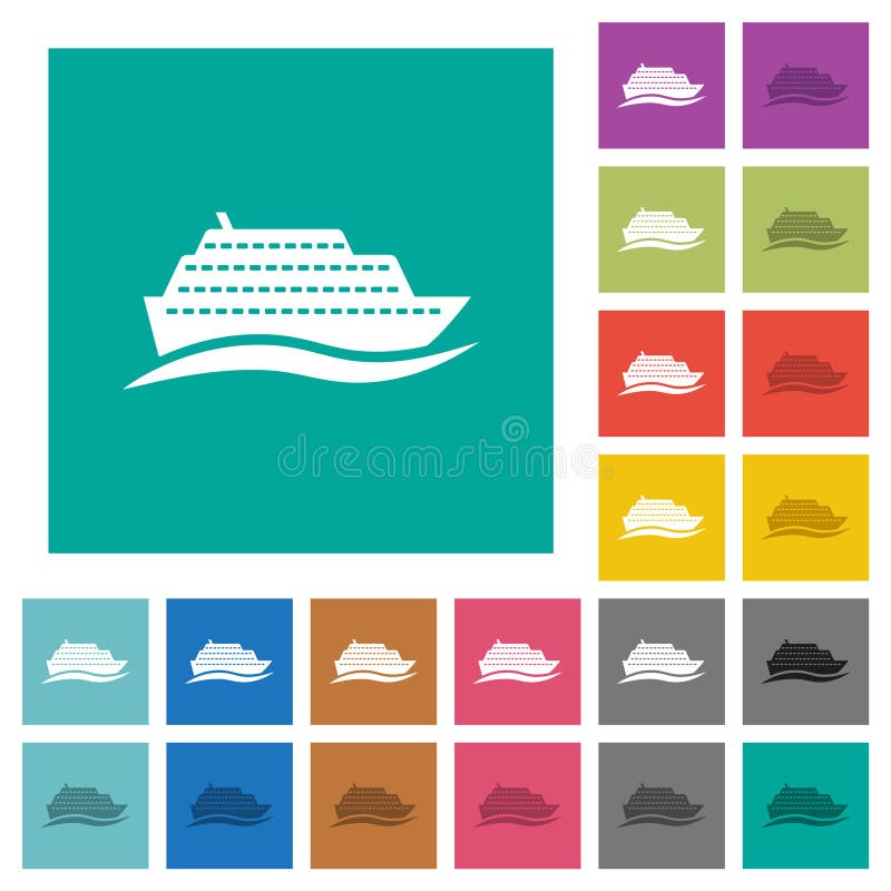 Cruise Ship with Wave Square Flat Multi Colored Icons Stock Vector ...
