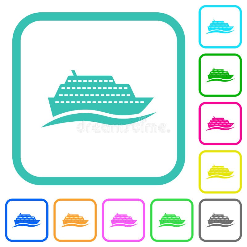 Cruise Ship with Wave Vivid Colored Flat Icons Stock Vector ...