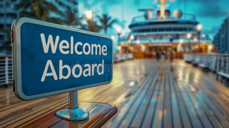 Cruise Ship Welcome Aboard Sign - AI Generated Stock Illustration ...