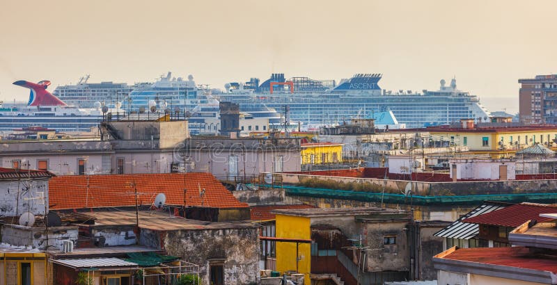 Cruise Ships Gently Floating in the Harbor of Neaples Stock Image ...