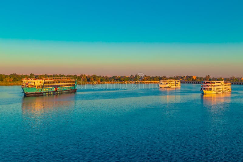 Cruise Ships on the Nile River. Magnificent View of the Nile Stock ...