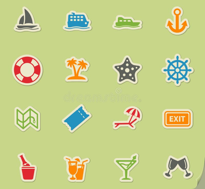Cruise simply icons stock illustration. Illustration of martini - 88829266
