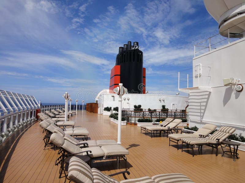 Sunbeds on Sundeck of the Cruise Ship Stock Image - Image of lounge ...