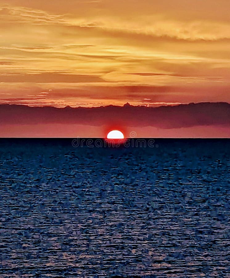 Cruise Sunset Red Sky Clouds Ocean Blue Sun Orange Stock Photo - Image ...