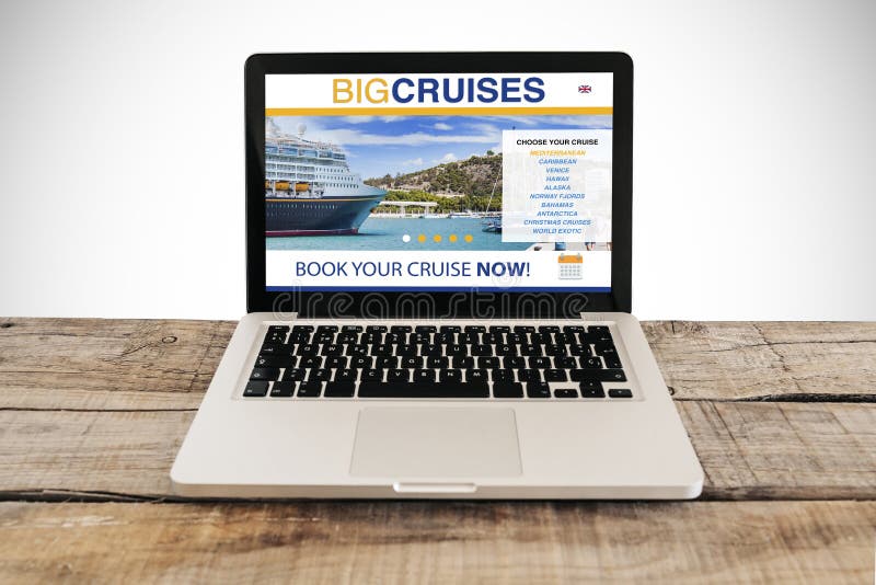 Man Booking Cruise Travel by Internet with a Laptop Stock Image - Image ...