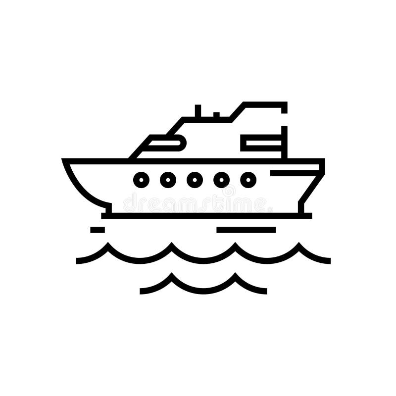Cruiser Ship Line Icon, Concept Sign, Outline Vector Illustration ...