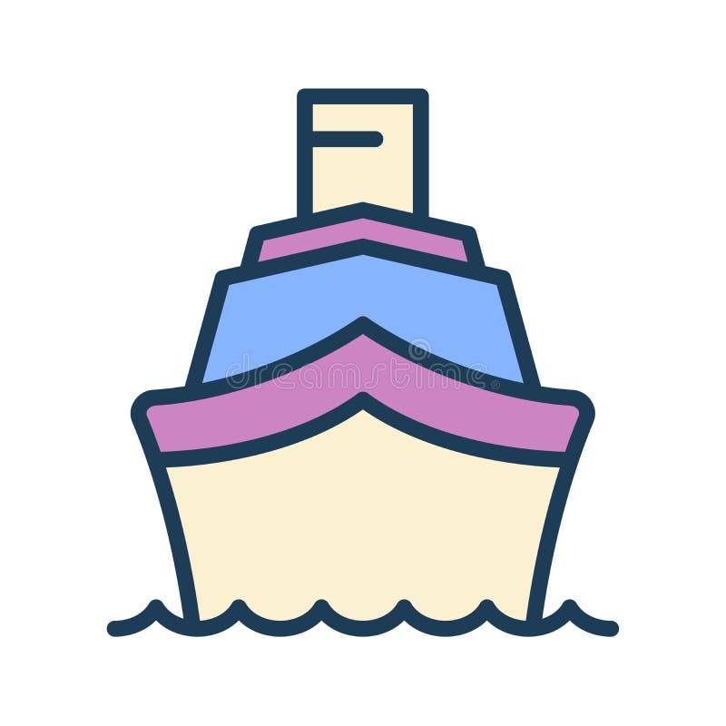 Cruiser Ship Single Isolated Icon with Filled Line Style Stock Vector ...