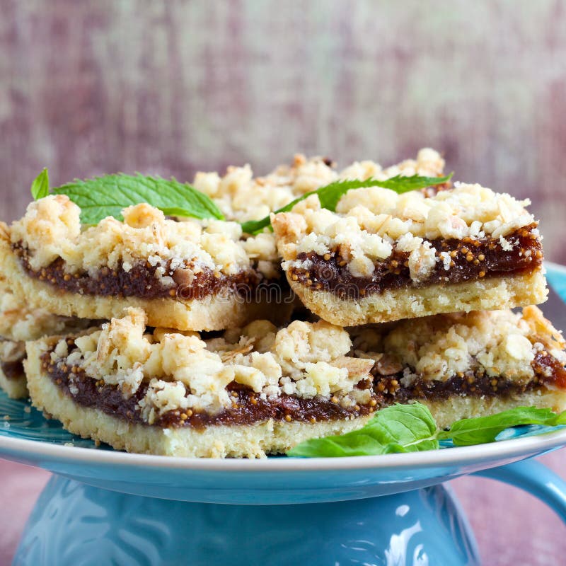 Crumble Bars with Fig Filling Stock Photo - Image of appetizer ...