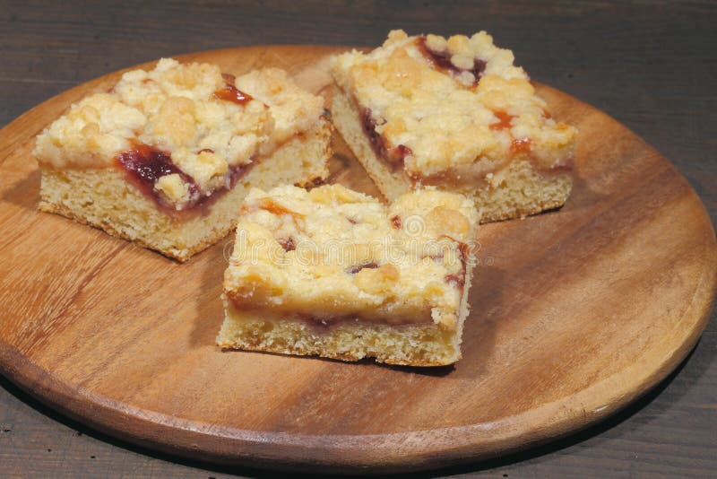 Crumble Cake with a Filling of Jam Stock Photo - Image of purple ...