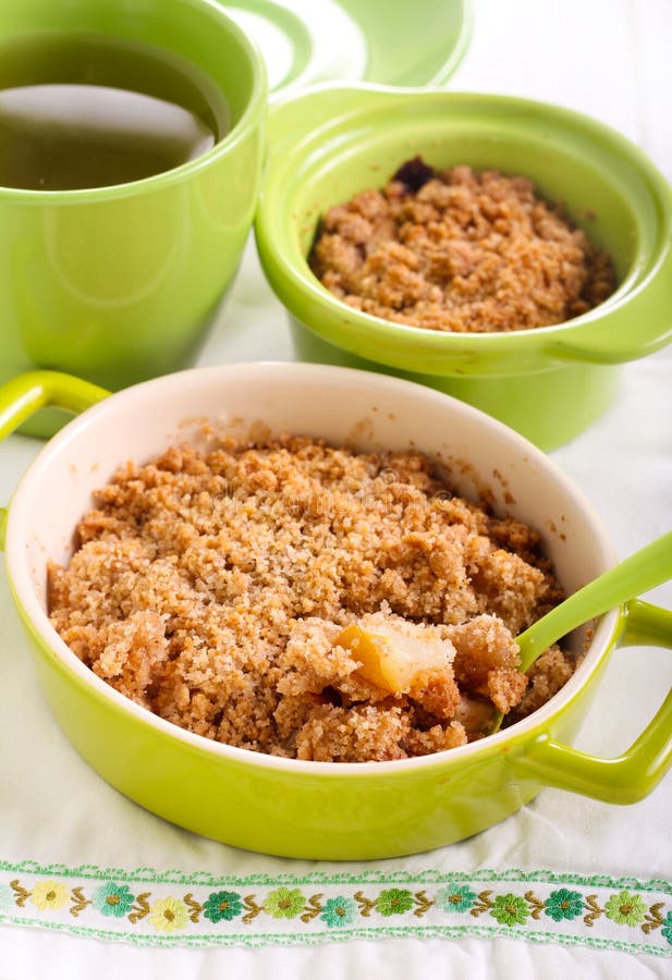 Crumble Cakes in Ceramic Baking Tins Stock Photo - Image of wholewheat ...