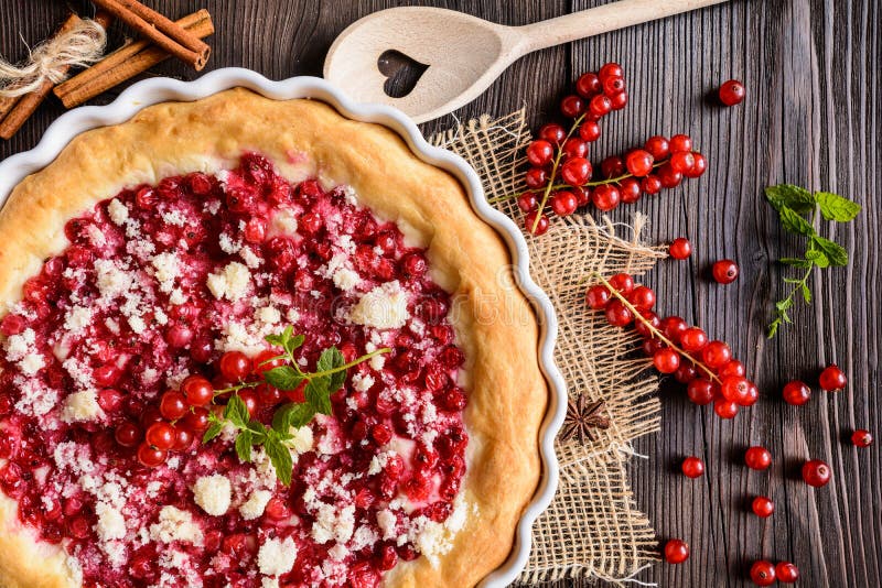Crumble Pie with Red Currants Stock Image - Image of delicacy, food ...