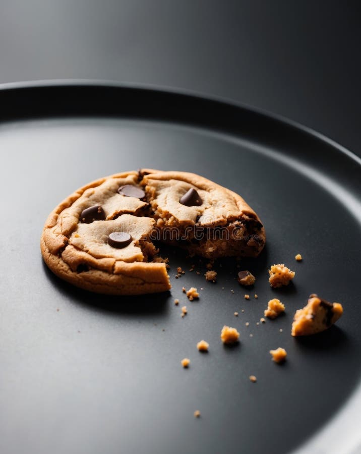 Crumbled Chocolate Chip Cookie on Dark Surface. Stock Image - Image of ...