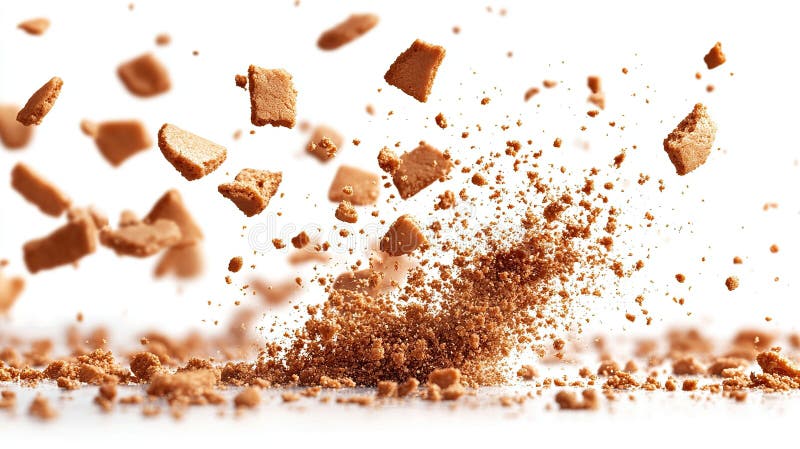 Crumbled Cookies Explode in Midair, Creating a Cloud of Brown Dust and ...