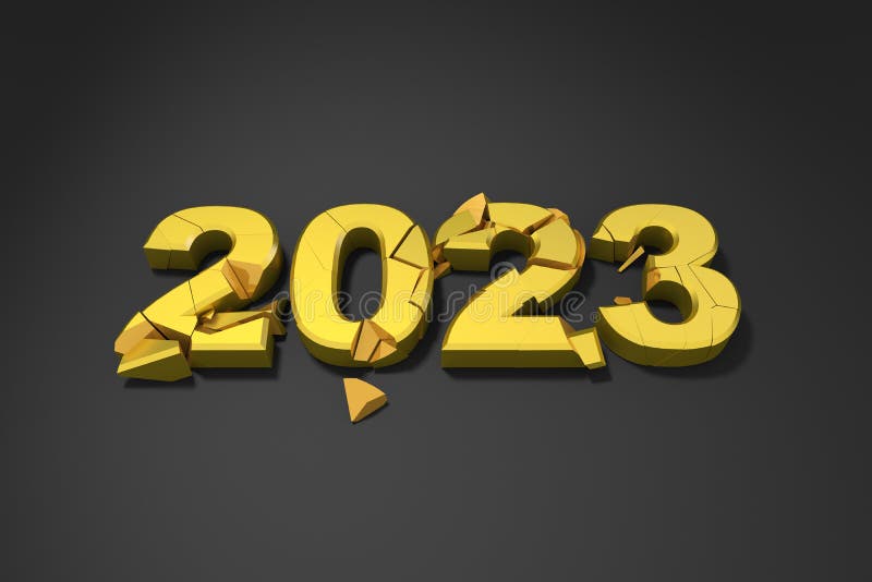 Crumbled Letters on a Black Background. Gold Texture. 2023 Characters ...