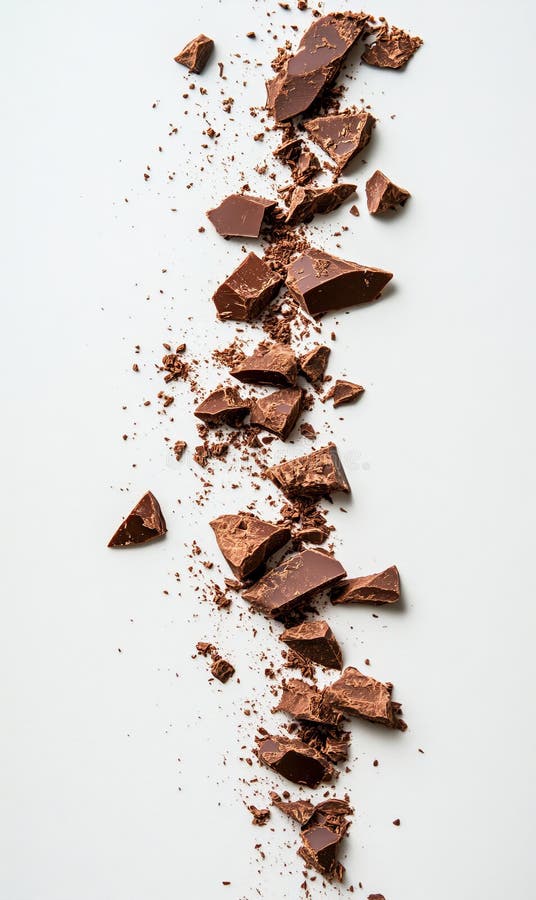 Crumbled and Milled Chocolate Pieces on White Background Stock ...