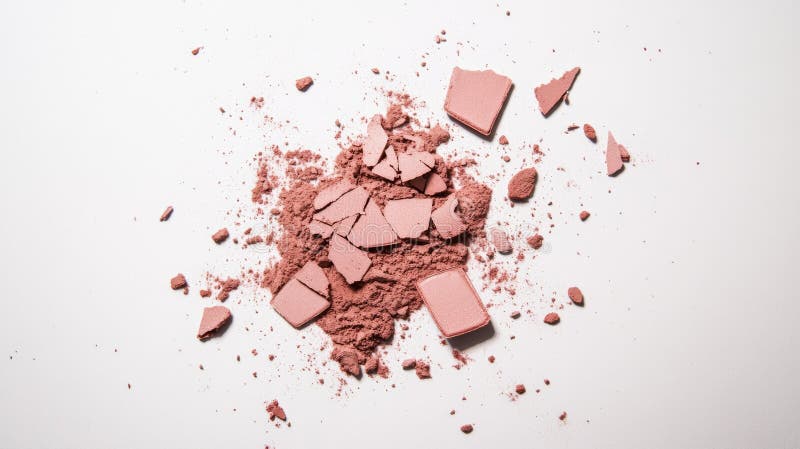Broken Pink Blush or Eyeshadow on White Background Creating Makeup ...