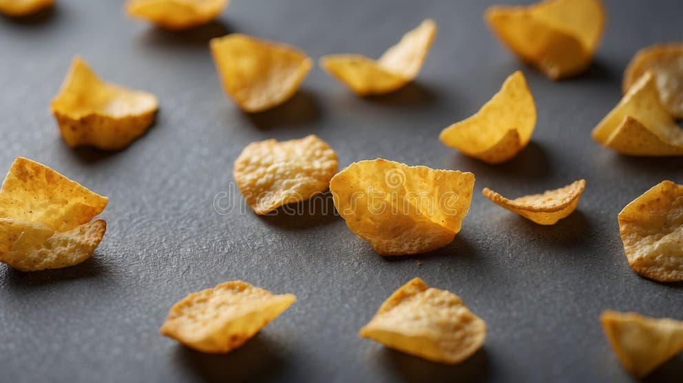 Crumbled Yellow Chips Scattered on Gray Surface. Stock Illustration ...