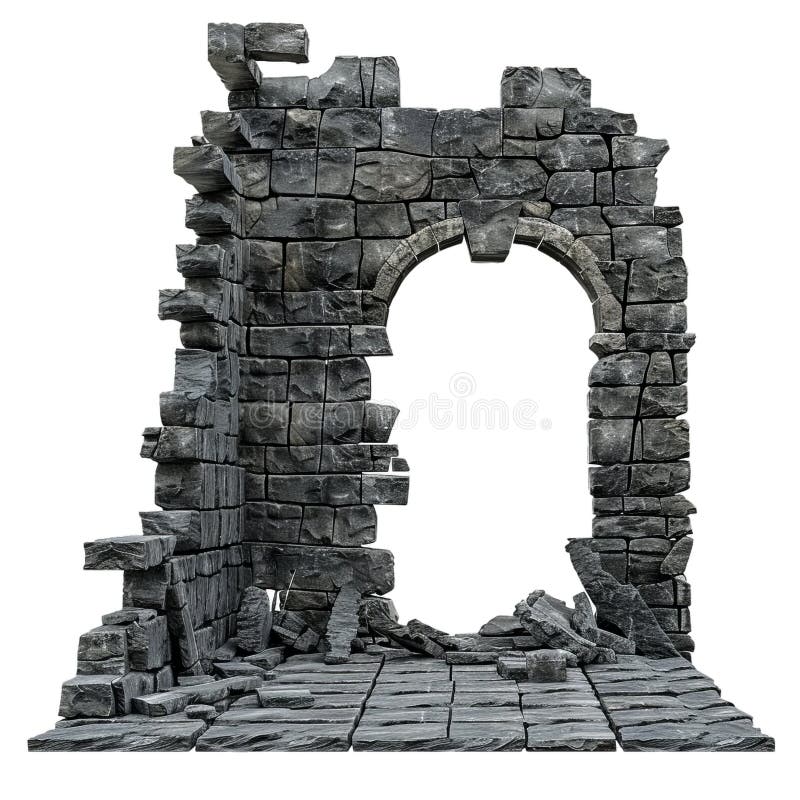 Ancient Stone Archway Crumbling on White Background Stock Image ...