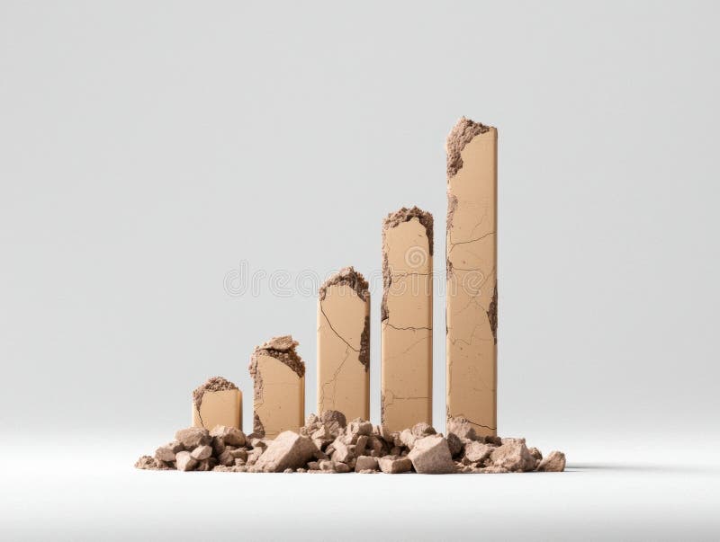 A Collapsed Bar Graph Made of Earth-colored Material, Symbolizing ...
